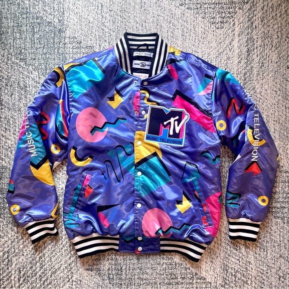 Vintage | Jackets & Coats | Rare Vintage 8s 981 Mtv Satin Bomber Jacket ...